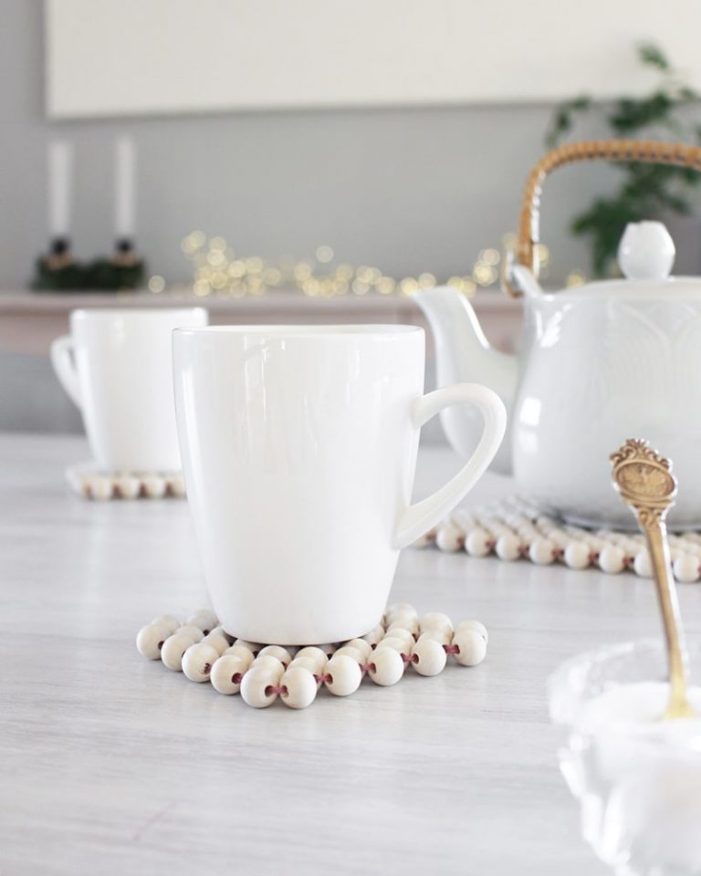 DIY Holzperlen Untersetzer selber machen - 2 versch. Größen